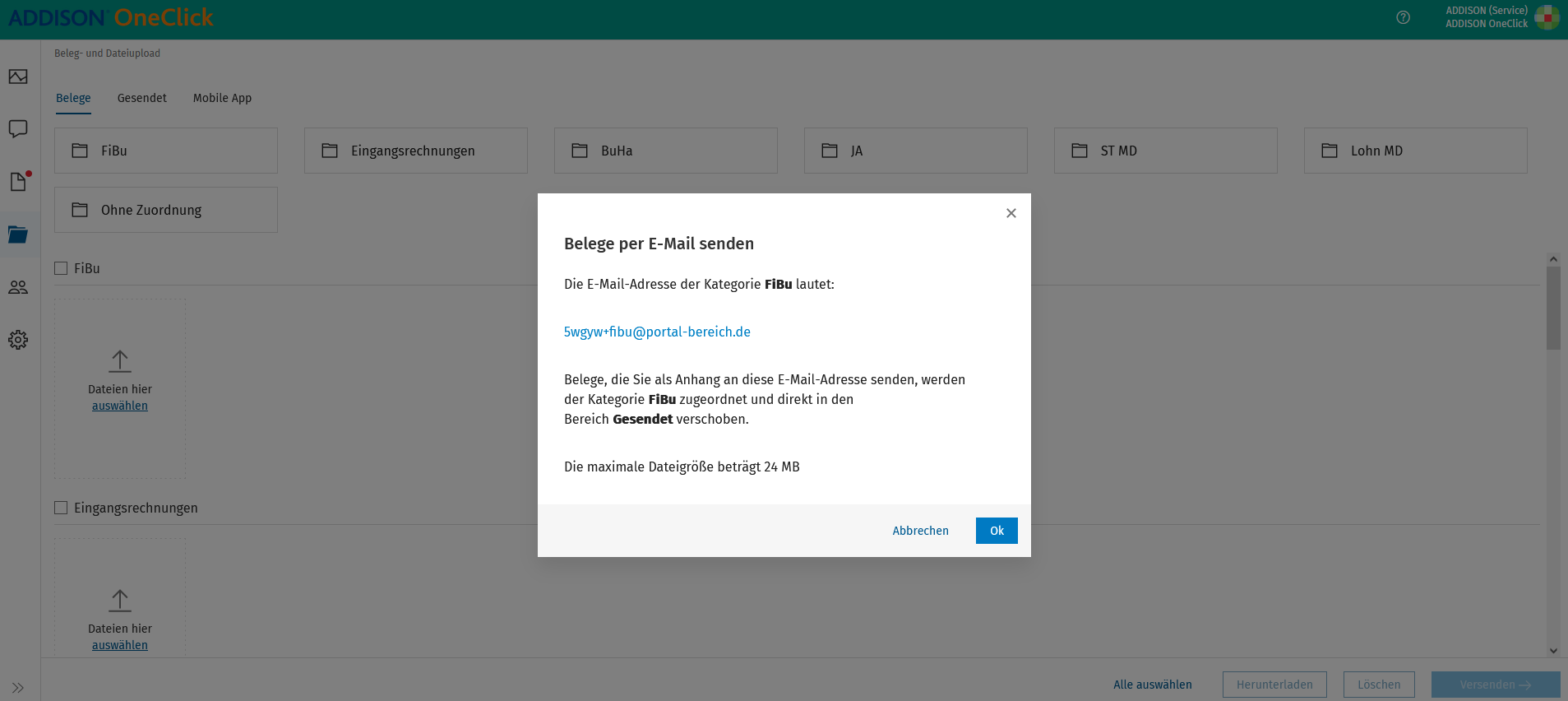Belege per E-Mail senden